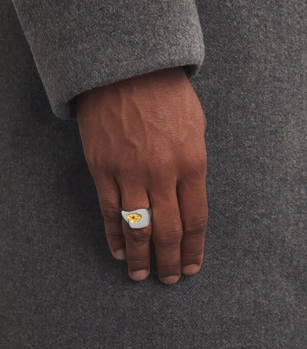 Tom Wood Sterling And Black Diamond Signet Ring