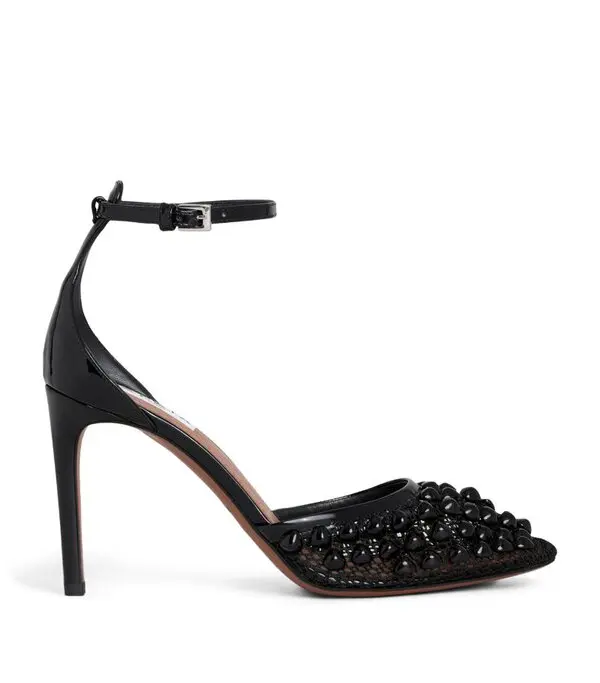 Alaïa Leather Embellished-mesh Pumps 90