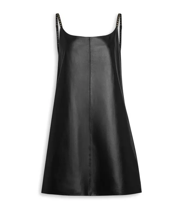 AlaA Leather Mini Dress - Black | Editorialist