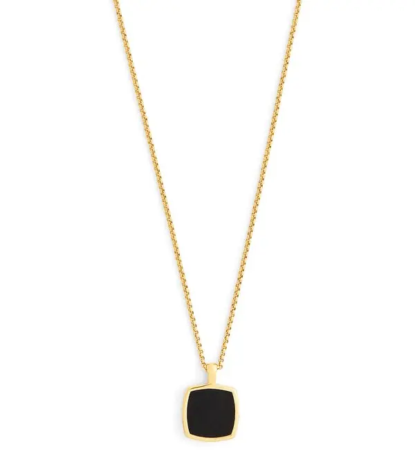 Tom Wood Plated Onyx Cushion Pendant Necklace - Gold