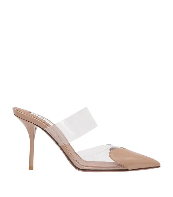 Alaïa Patent Leather Le Coeur Mules 90 - Nude