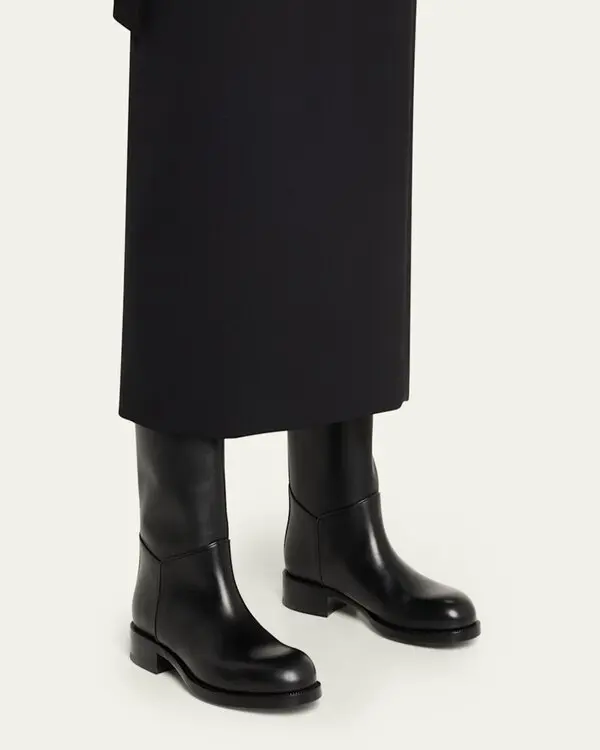 THE ROW Nobilis Leather Mid Riding Boots