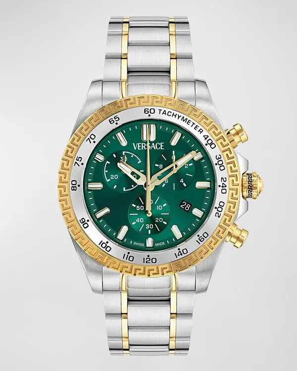 Versace Chrono X Two-tone Bracelet Watch, 44mm - Green Gold