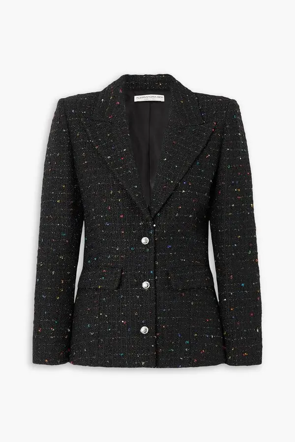 Alessandra Rich Sequin-embellished Metallic Tweed Blazer