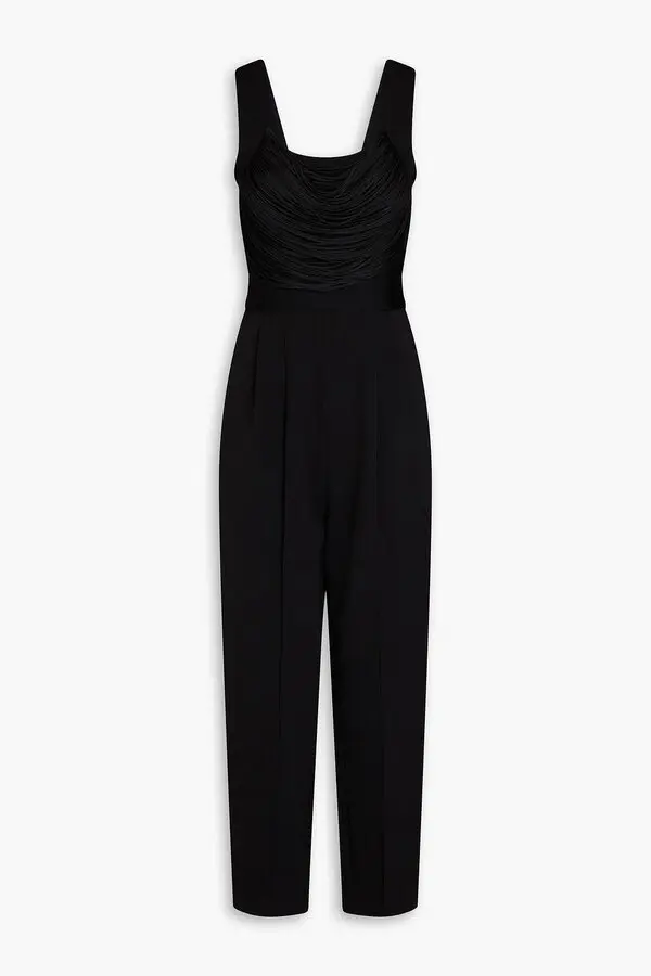 Herve Leger Fringed Bandage And Crepe Jumpsuit - Black