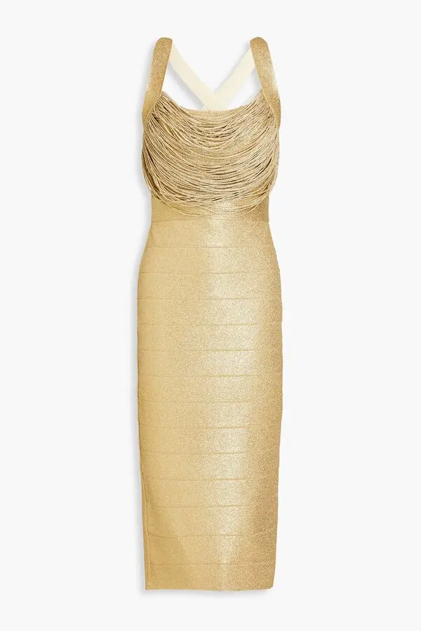 slim fit dress slacks THE METALLIC SANDRA DRESS – HERVÉ LÉGER main image 0