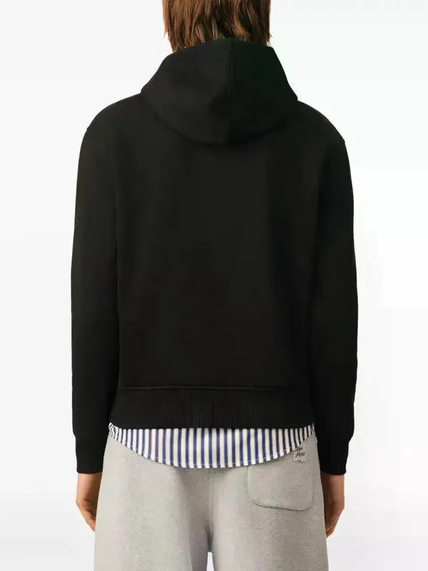 AMI Paris De Coeur Embroidered Organic Cotton Hoodie - Black