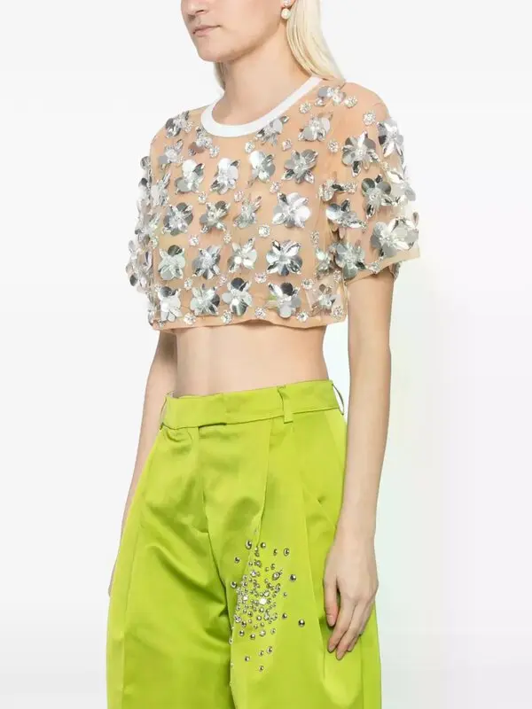 DES_PHEMMES Sequin-crystal-embellished Top