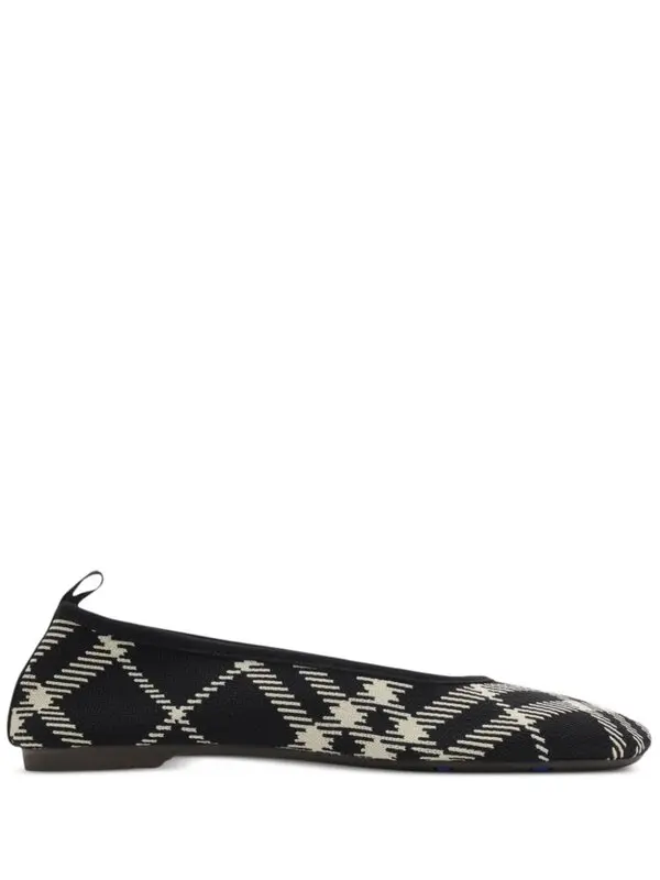 Burberry Check Knit Ballerinas - Black
