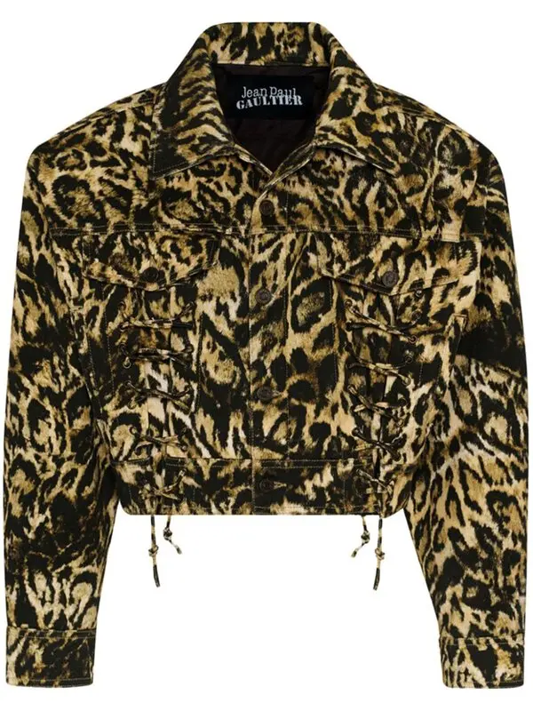 Jean Paul Gaultier Leopard-print Denim Jacket - Brown