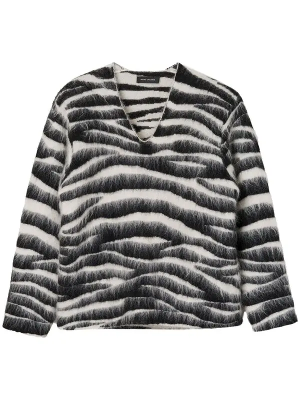 Marc Jacobs Brushed Zebra-intarsia Jumper - Black