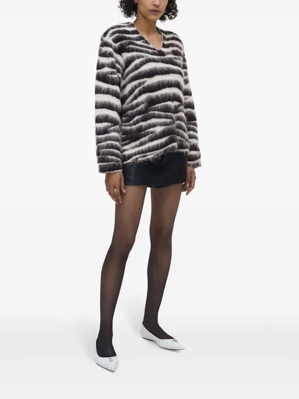 Marc Jacobs Brushed Zebra-intarsia Jumper - Black