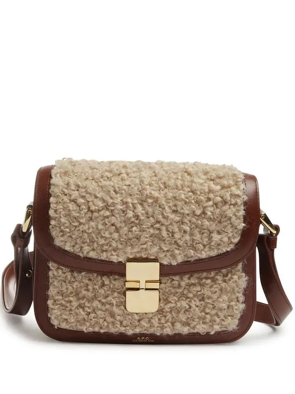 A.p.c. Faux-fur Detailing Shoulder Bag - Neutrals