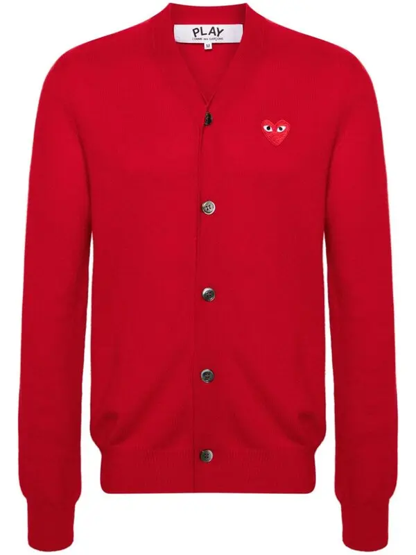 Play Comme Des Garcon Logo-appliqué Wool Cardigan