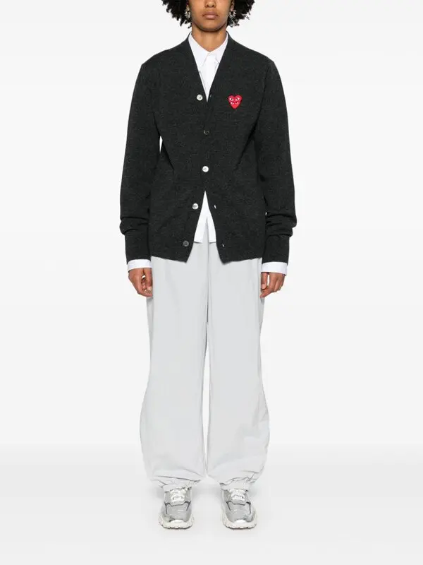 Play Comme Des Garcon Heart-patch Wool Cardigan