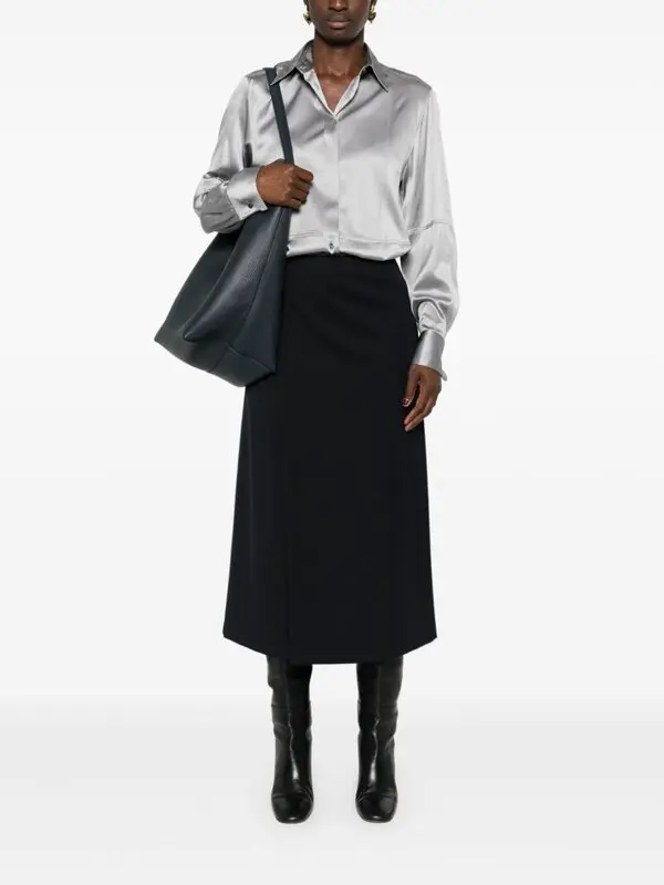 Brunello Cucinelli Long-sleeve Satin Shirt - Grey