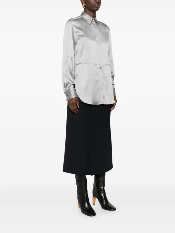 Brunello Cucinelli Long-sleeve Satin Shirt - Grey