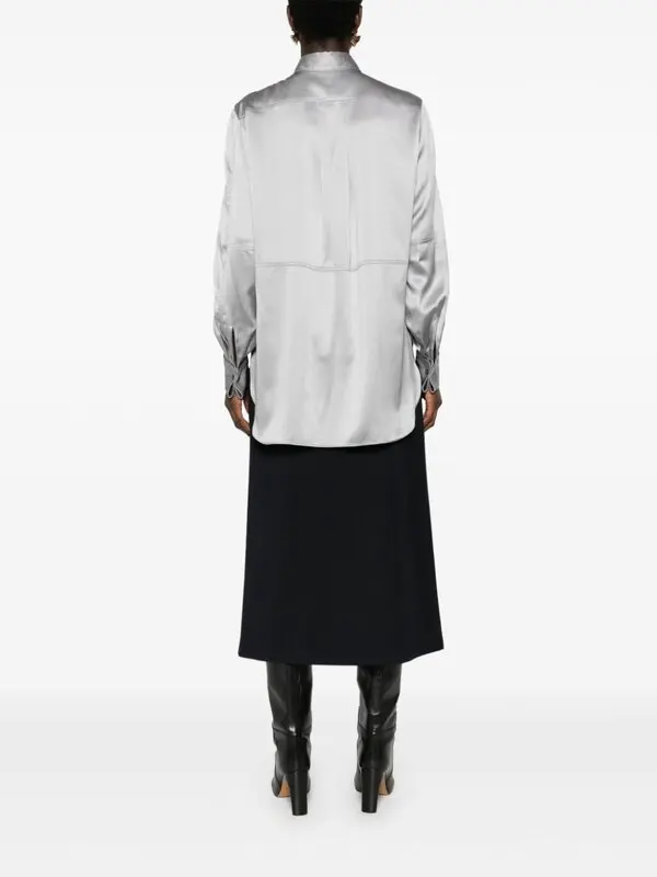 Brunello Cucinelli Long-sleeve Satin Shirt - Grey