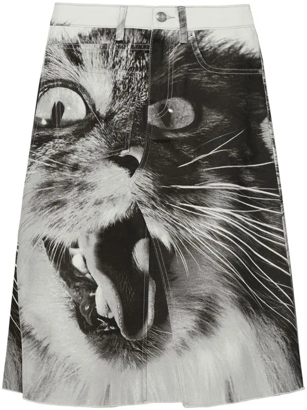 Tory Burch Cat-print Denim Skirt