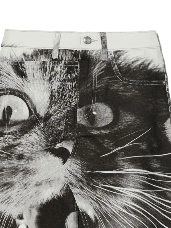 Tory Burch Cat-print Denim Skirt