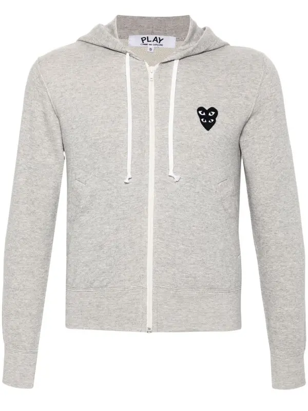 Play Comme Des Garcon Mélange-effect Cotton Hoodie - Grey