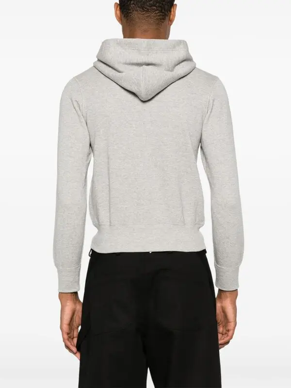 Play Comme Des Garcon Mélange-effect Cotton Hoodie - Grey
