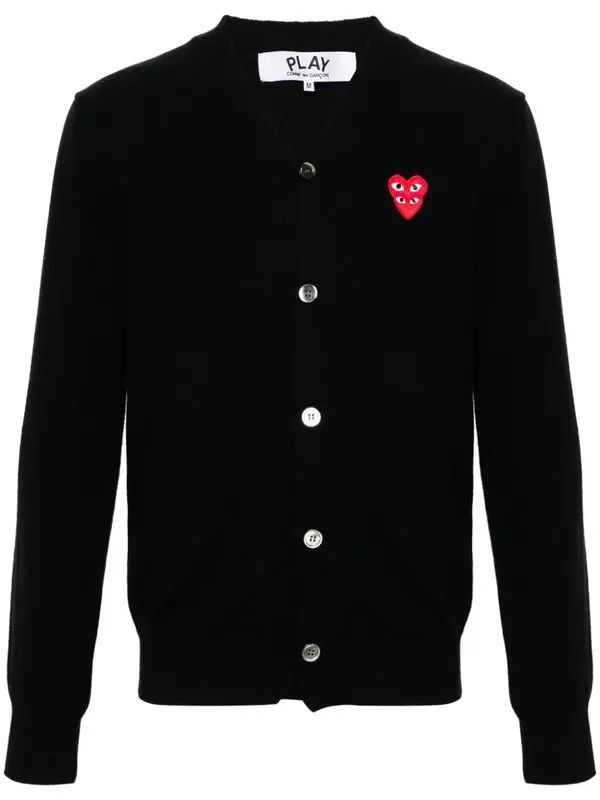 Play Comme Des Garcon Heart-patch Wool Cardigan