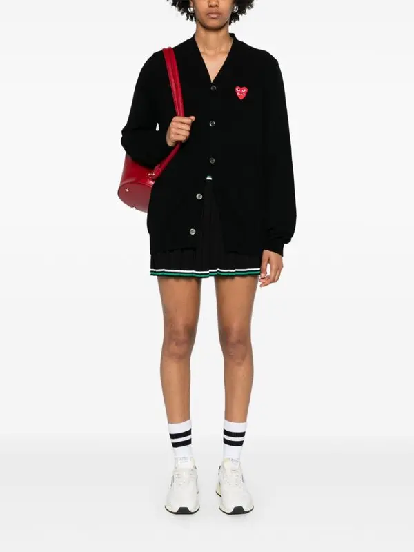 Play Comme Des Garcon Heart-patch Wool Cardigan