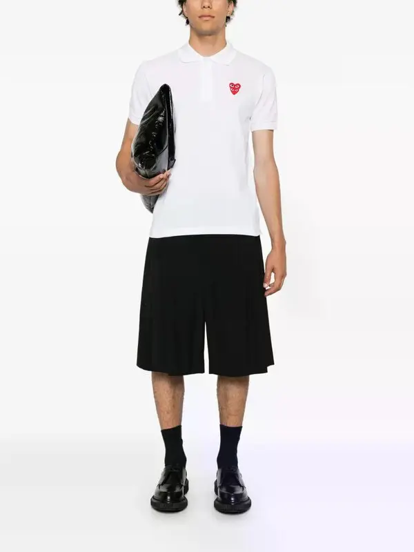 Play Comme Des Garcon Heart-patch Cotton Polo Shirt - White