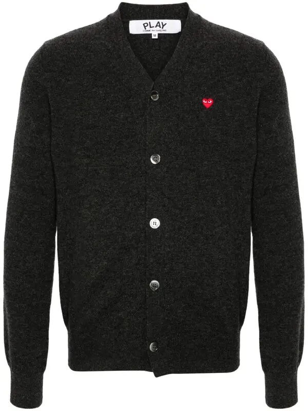 Play Comme Des Garcon Heart-patch Wool Cardigan