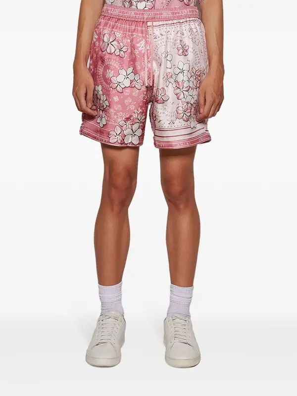 試着のみ AMIRI Silk Floral Pattern Shorts M Amiri Silk shorts