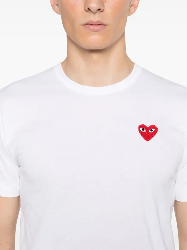 Play Comme Des Garcon Heart-patch T-shirt - White