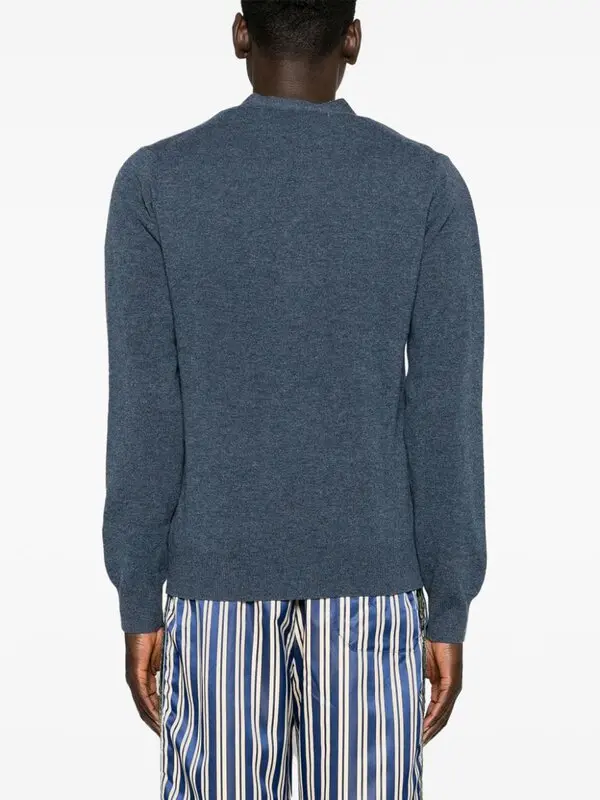 Play Comme Des Garcon Heart-patch Wool Cardigan - Blue