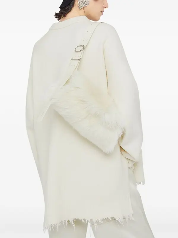 JIL SANDER Small Cannolo Goat-hair Shoulder Bag - White