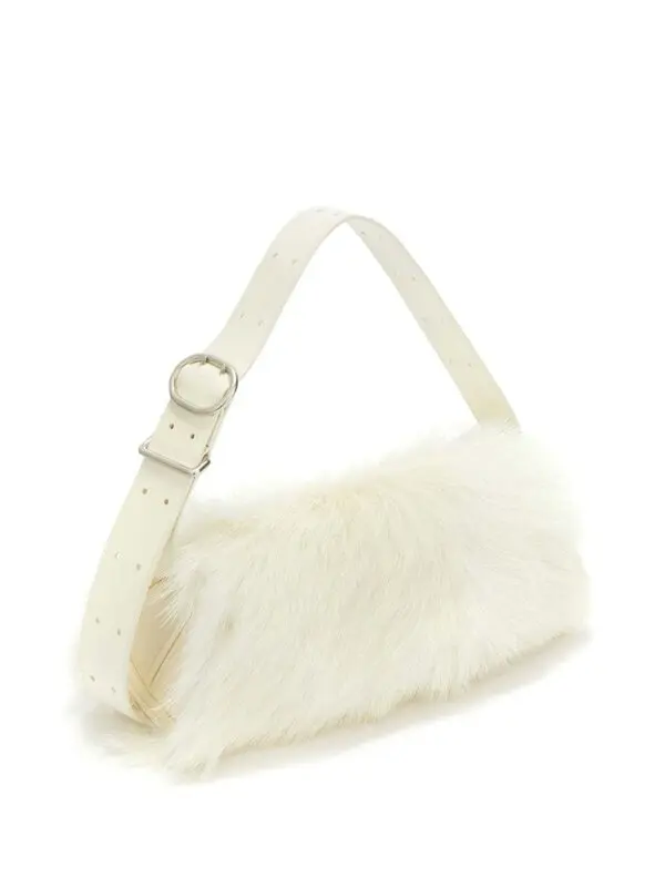JIL SANDER Small Cannolo Goat-hair Shoulder Bag - White