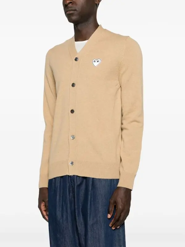 Play Comme Des Garcon Heart-motif Wool Cardigan - Yellow