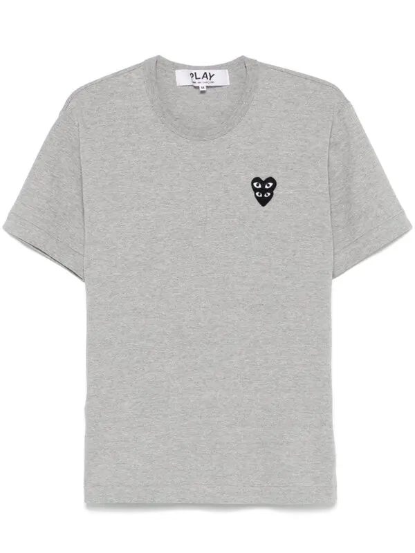 Play Comme Des Garcon Double Heart Patch T-shirt - Grey