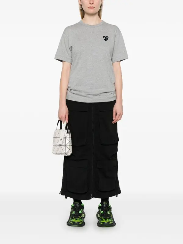 Play Comme Des Garcon Double Heart Patch T-shirt - Grey