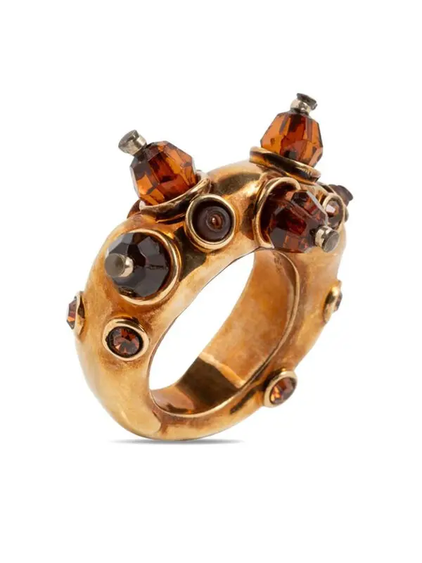 Dries Van Noten Stone-embellished Brass Ring - Gold