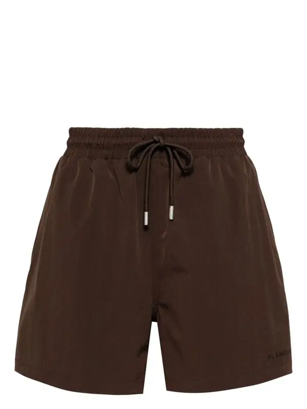 FLANEUR Logo Swim Shorts - Brown