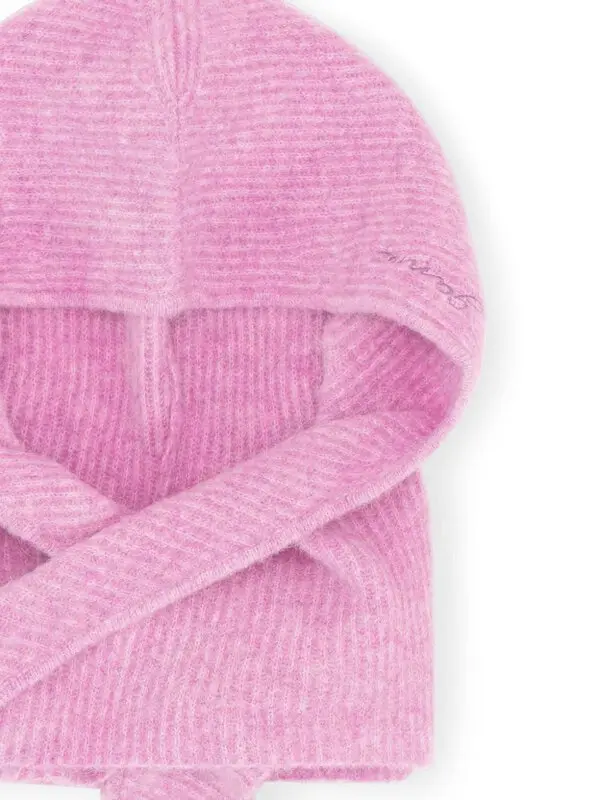 GANNI Ribbed-knit Balaclava - Pink