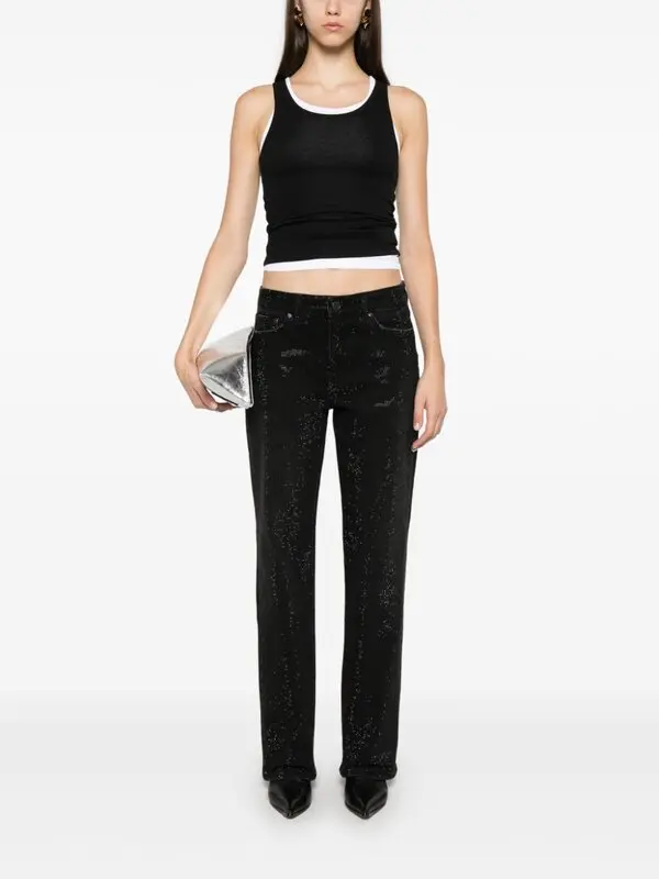 PURPLE BRAND Crystal-embellished Straight Leg Jeans