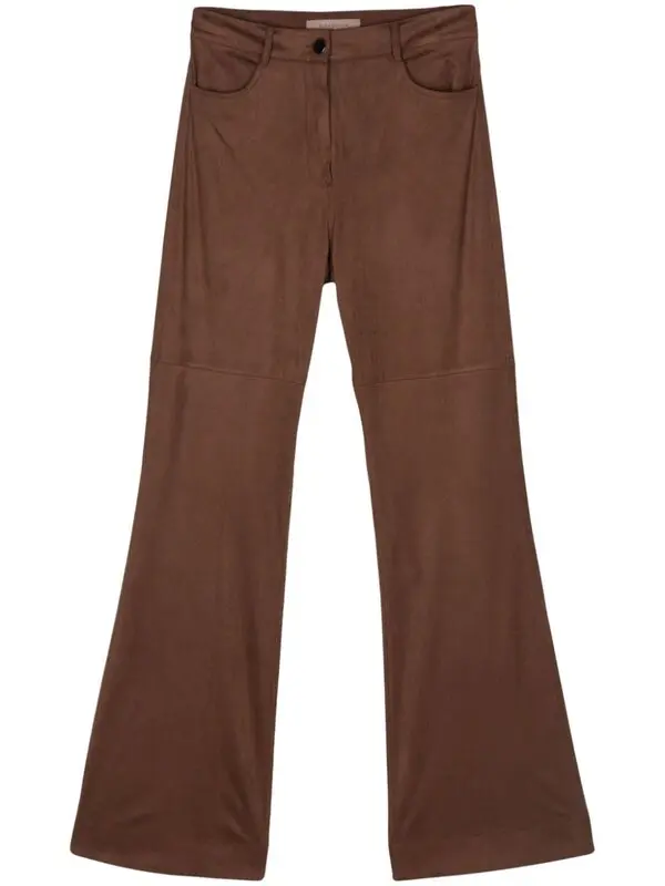 D.exterior Flared Faux Suede Pants