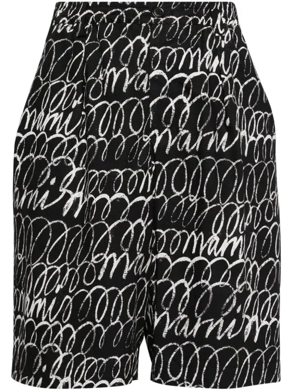 Marni Echoes-print Cotton Shorts - Black