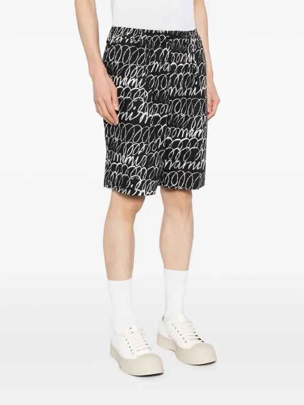 Marni Echoes-print Cotton Shorts - Black