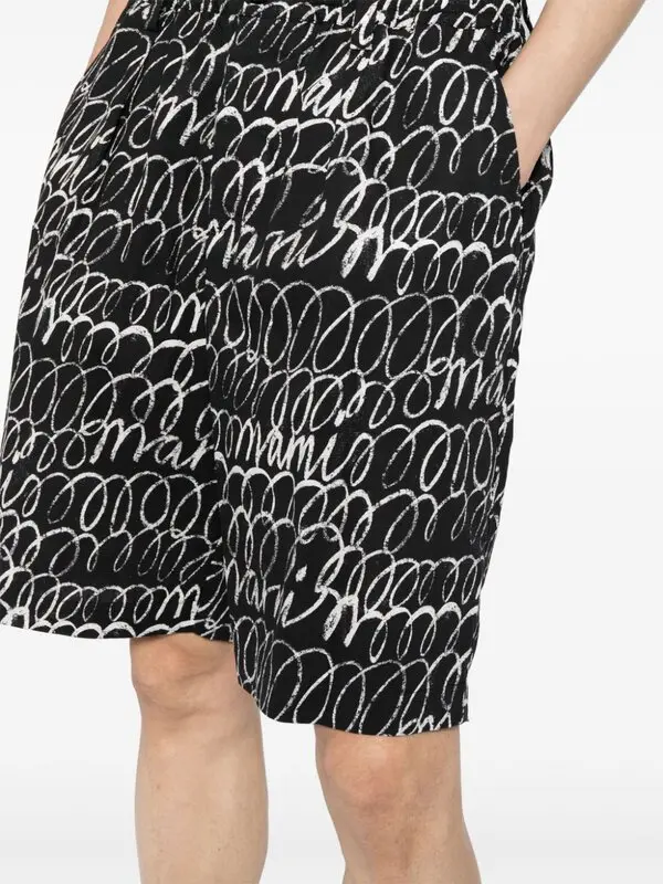 Marni Echoes-print Cotton Shorts - Black