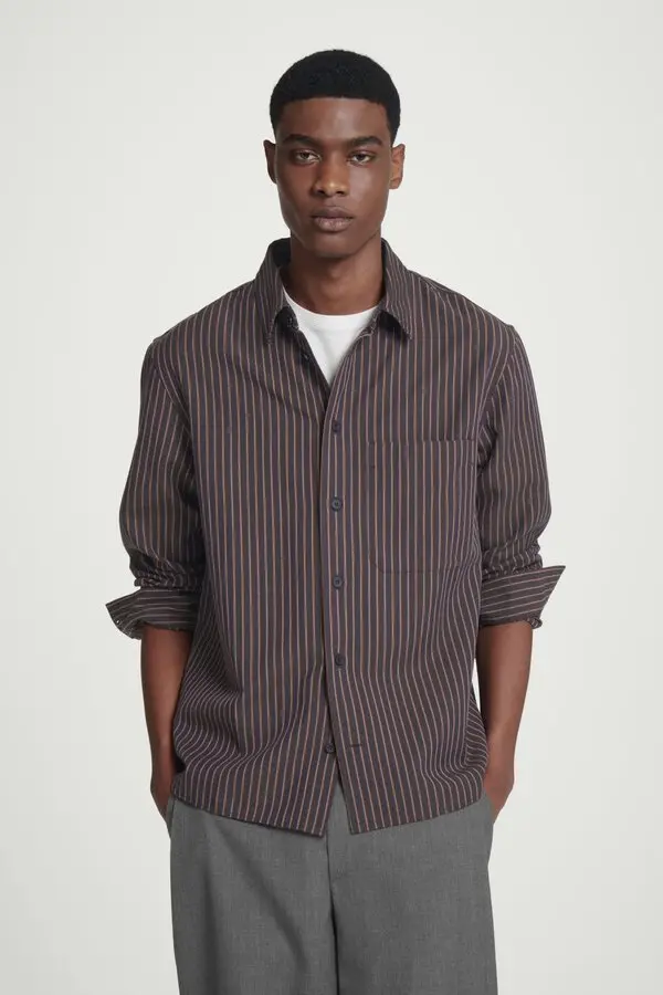 Cos Relaxed Twill Shirt - Brown