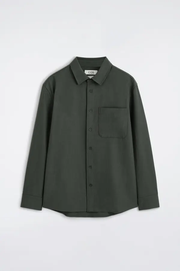 Cos Relaxed Twill Shirt - Green
