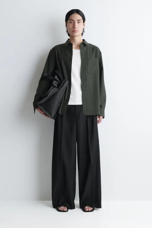 Cos Relaxed Twill Shirt - Green
