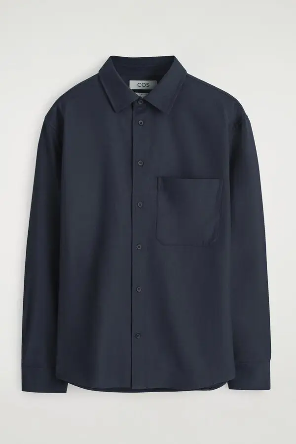 Cos Relaxed Twill Shirt - Navy